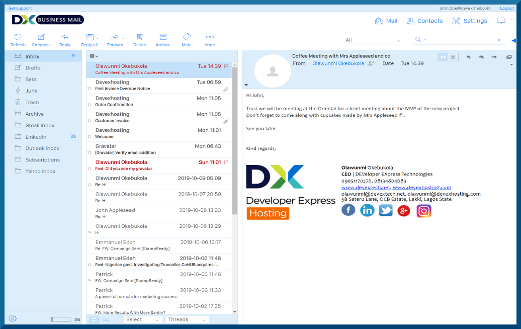 DXBM – DX Business Emails